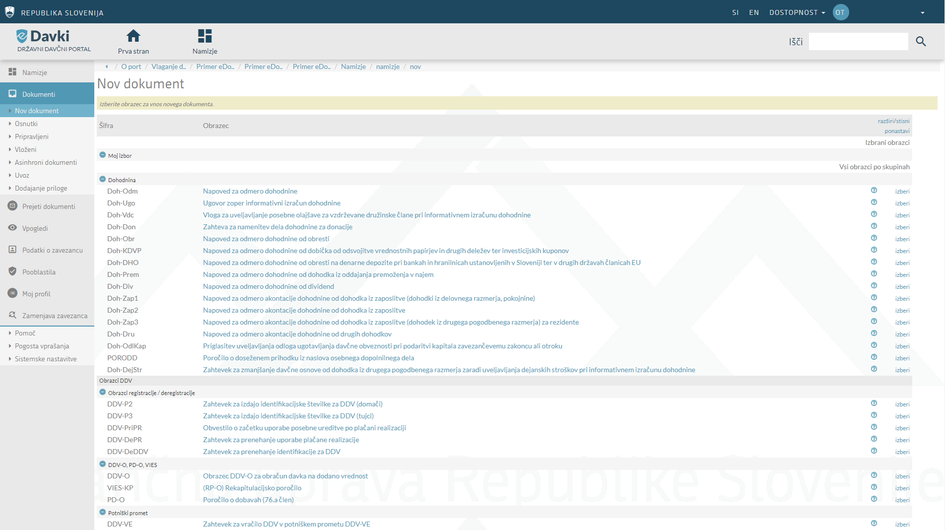 eDavki - Pri. eDoh. 1